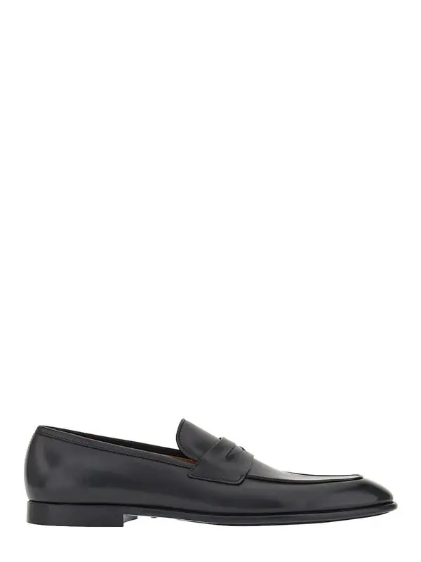 FERRAGAMO Funes Leather Penny Loafers - Black