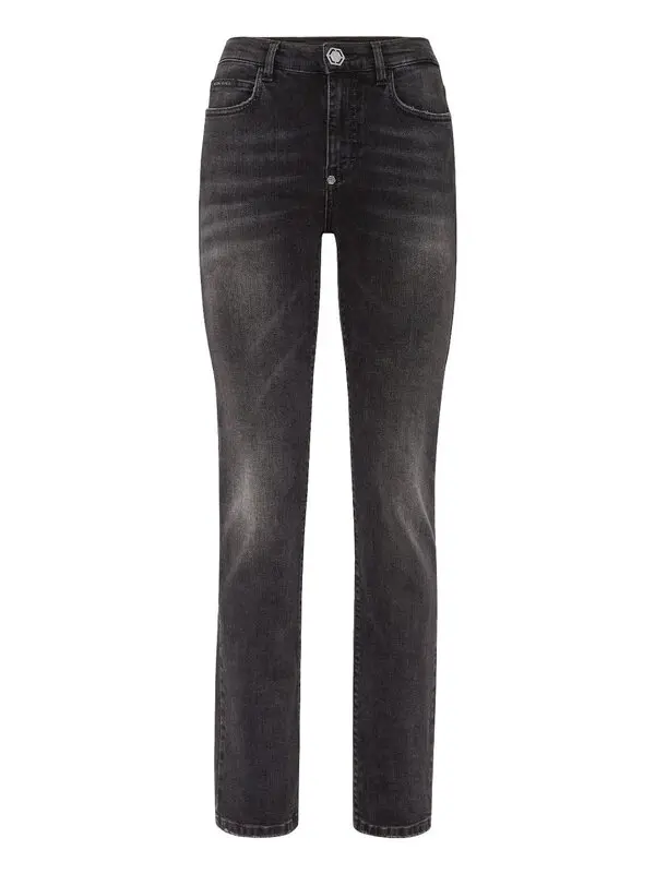 Philipp Plein Mid-rise Straight-leg Jeans - Black