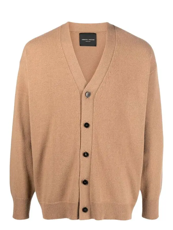 ROBERTO COLLINA V-neck Wool-cashmere Blend Cardigan - Neutrals