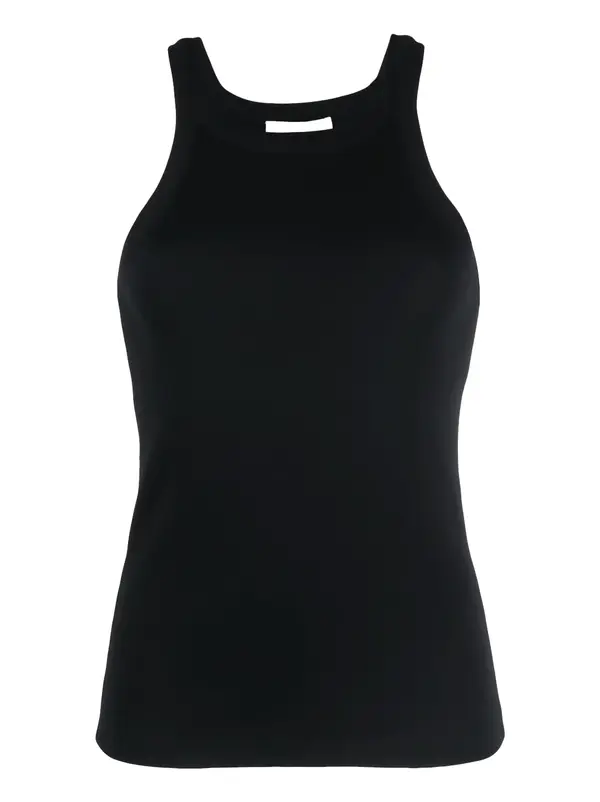 Closed Ribbed-knit Tank Top - Black