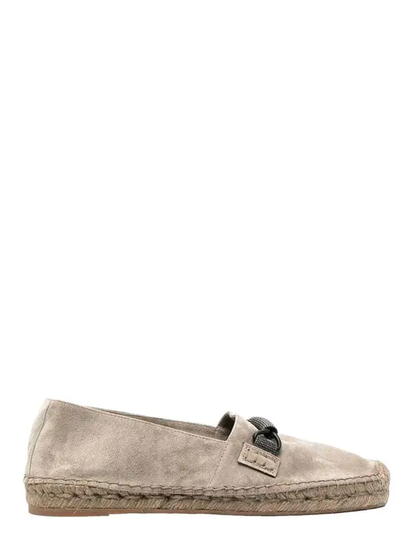 Brunello Cucinelli Buckle-detailing Leather Espadrilles - Grey