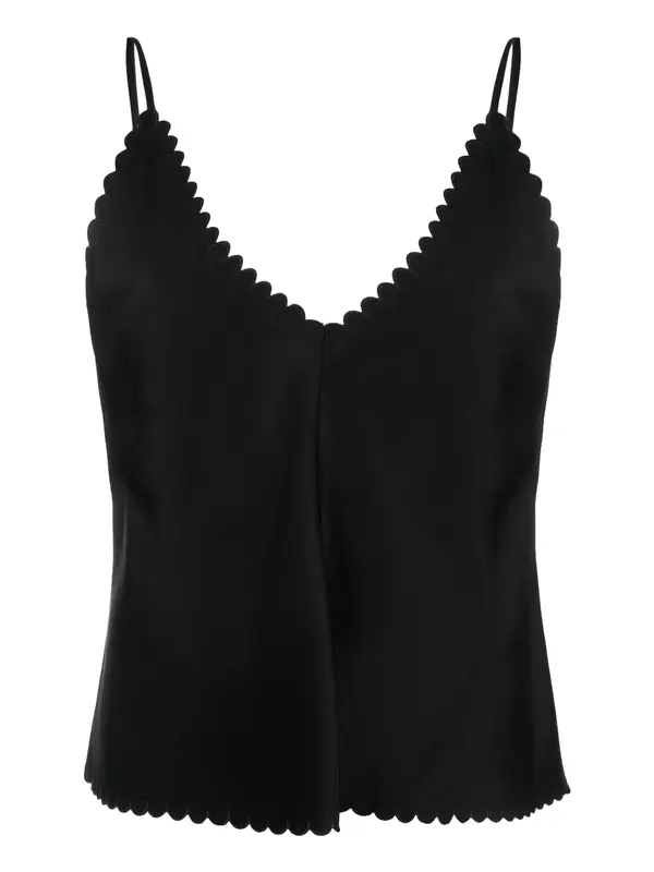 JIL SANDER Scalloped Satin Tank Top - Black