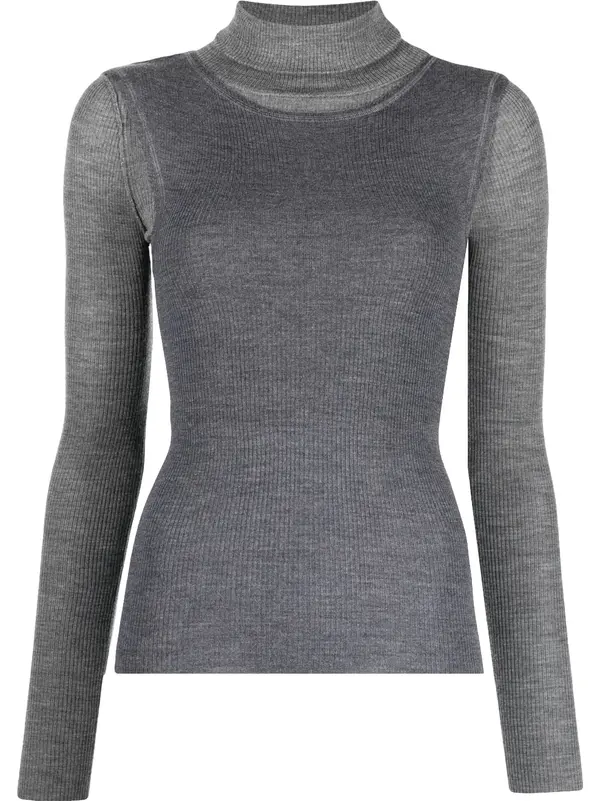 R13 Layered Roll-neck Top - Grey