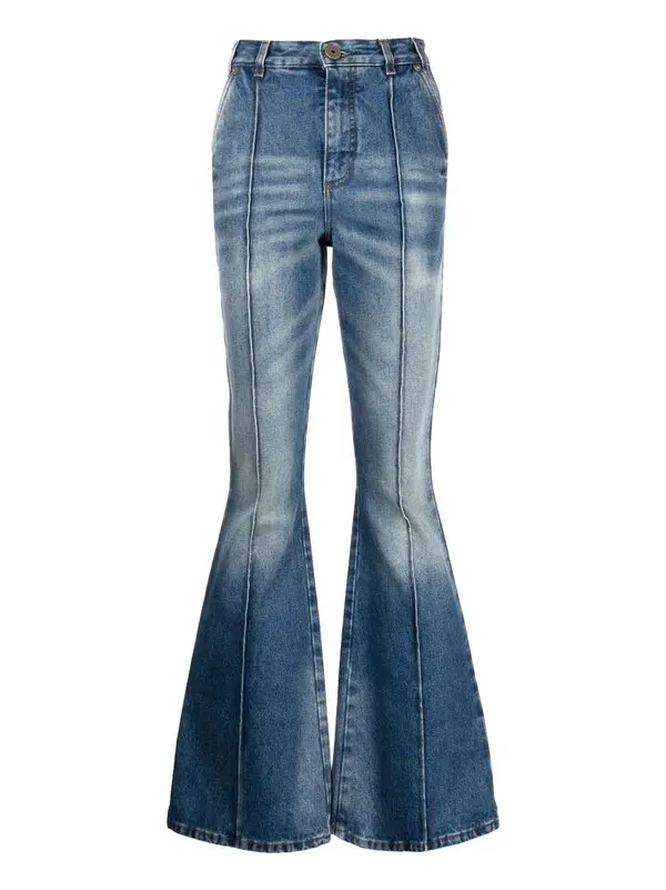 Balmain High-waisted Flared Jeans - Blue
