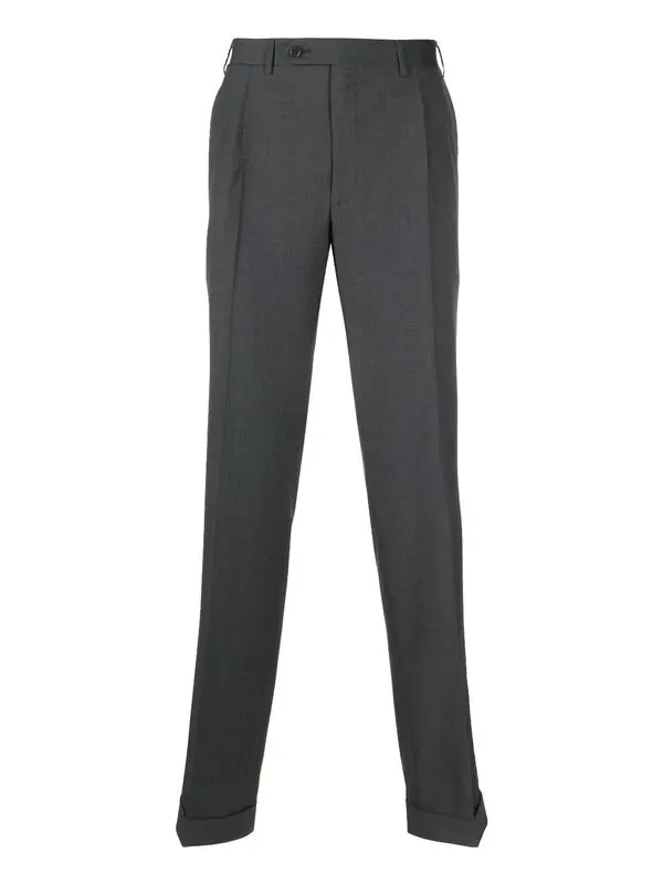 Canali Straight-leg Wool Tailored Trousers - Grey