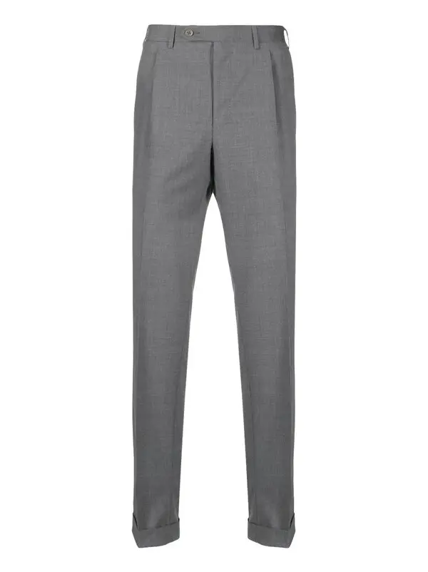 Canali Straight-leg Wool Tailored Trousers - Grey