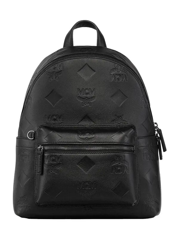 Mcm Stark Backpack In Maxi Monogram Leather - Black