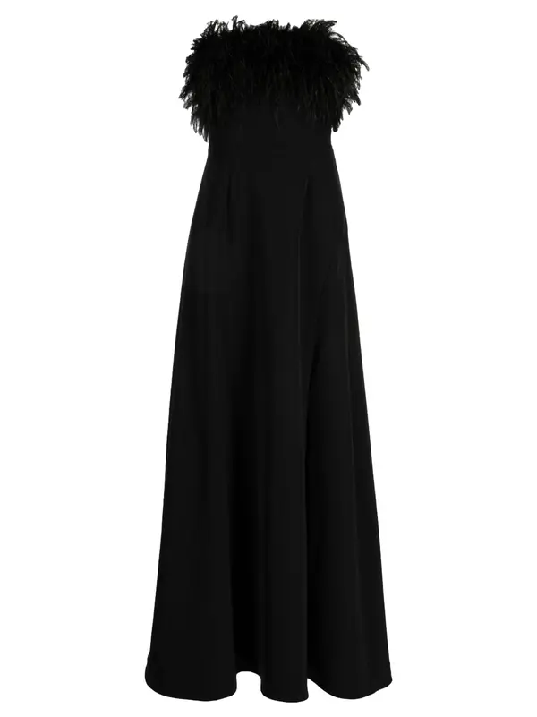 Rachel Gilbert Linc Feather-embellished Gown - Black