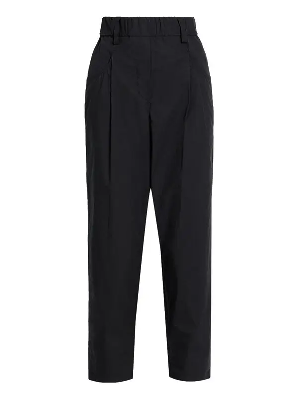 Brunello Cucinelli Tapered Cotton Pants With Bead Embellishment - Black