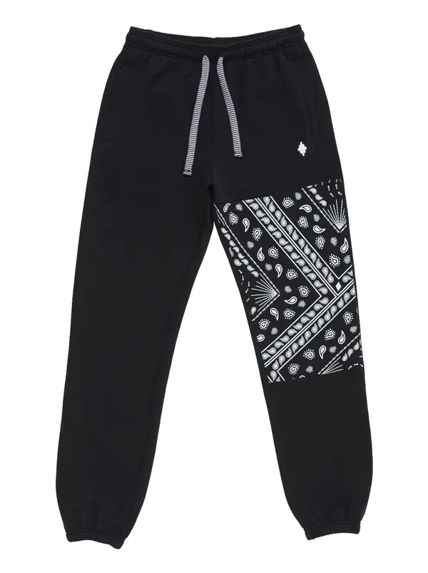 COUNTY OF MILAN Bandana-print Panelled Cotton Track Pants - Black