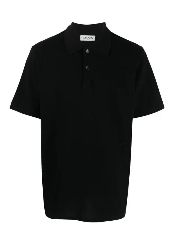 LANVIN Logo-embroidered Cotton Polo Shirt - Black