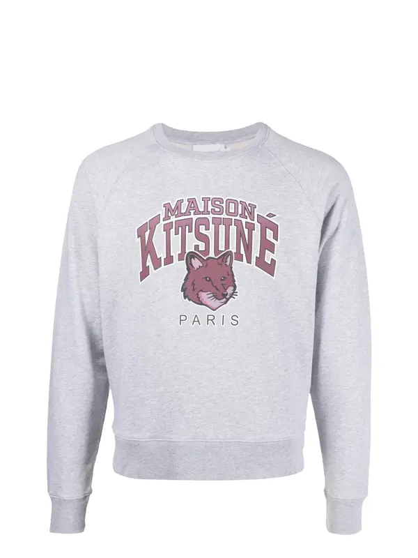 Maison Kitsuné Logo-print Cotton Sweatshirt - Grey