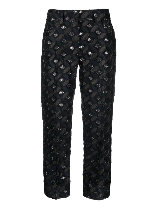 Fabiana Filippi Patterned Jacquard Cropped Trousers - Blue