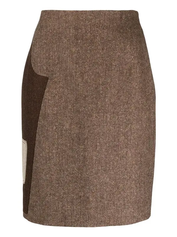 Moschino Contrasting Panel Pencil Skirt - Brown