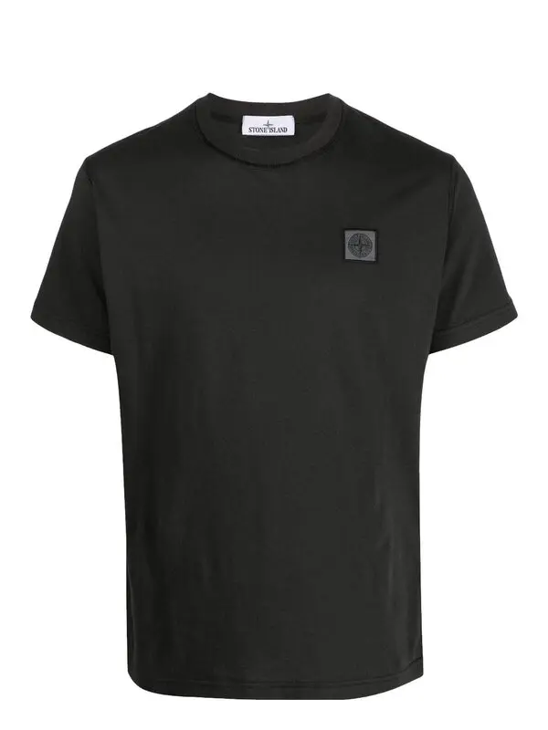 Stone Island Compass-patch Cotton T-shirt - Grey
