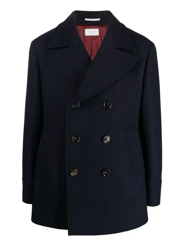 Brunello Cucinelli Double-breasted Cashmere Coat - Blue