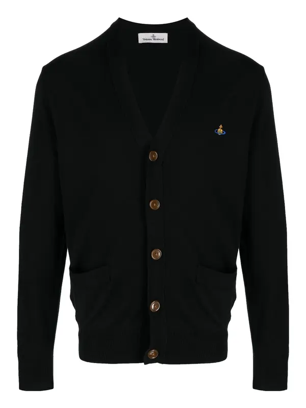 VIVIENNE WESTWOOD Orb Logo-embroidered Cardigan - Black
