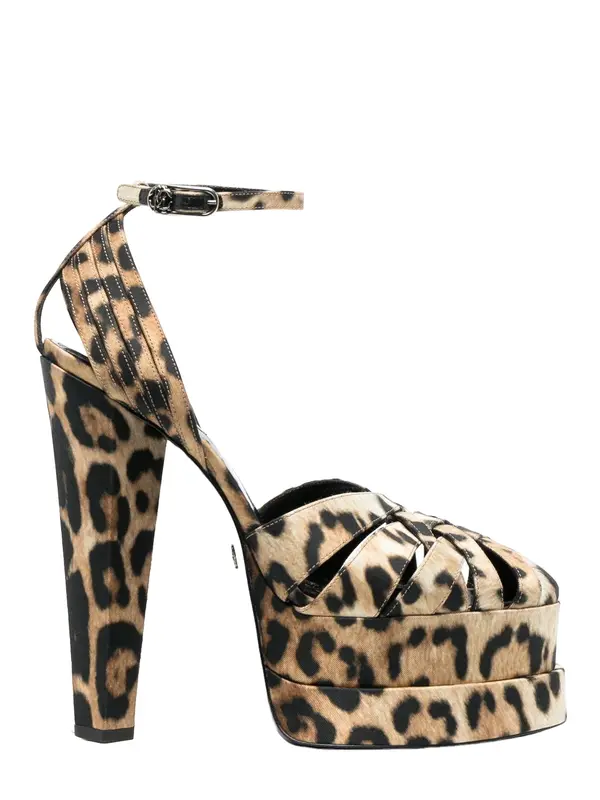 Roberto Cavalli Leopard Print Platform Pumps - Neutrals