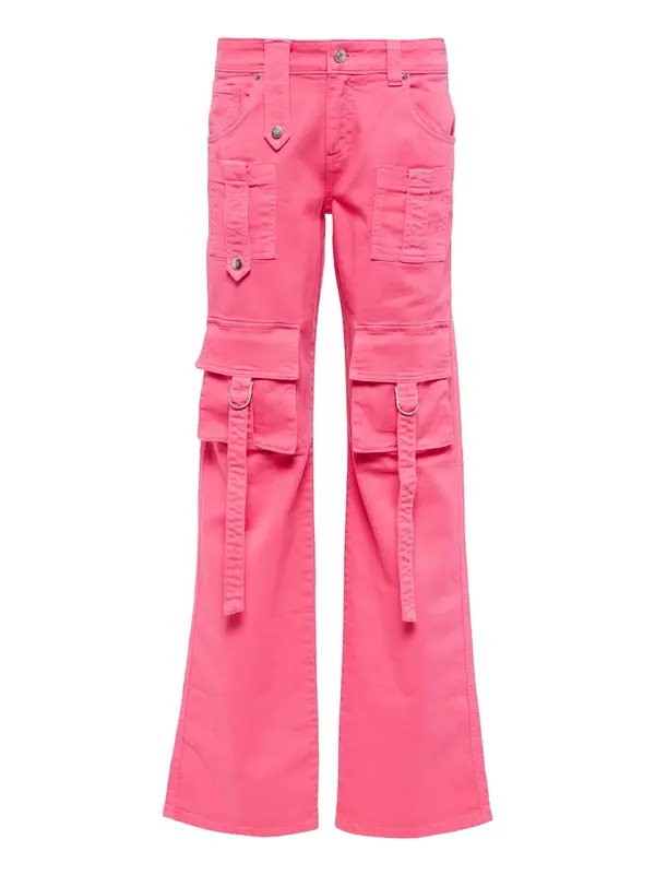 Blumarine Low-rise Denim Cargo Pants - Pink