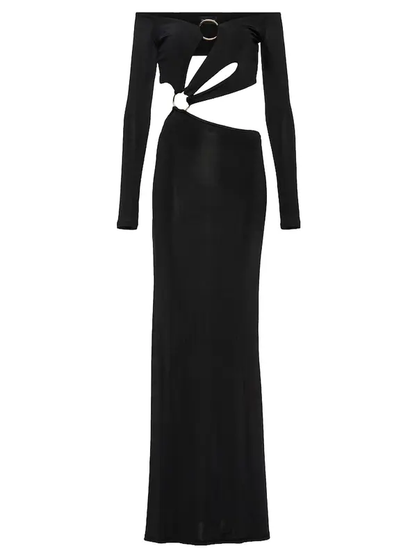 LOUISA BALLOU Cutout Jersey Maxi Dress - Black
