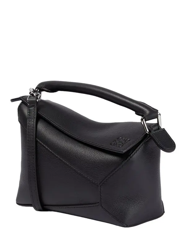 Loewe Puzzle Edge Mini Leather Tote Bag - Black