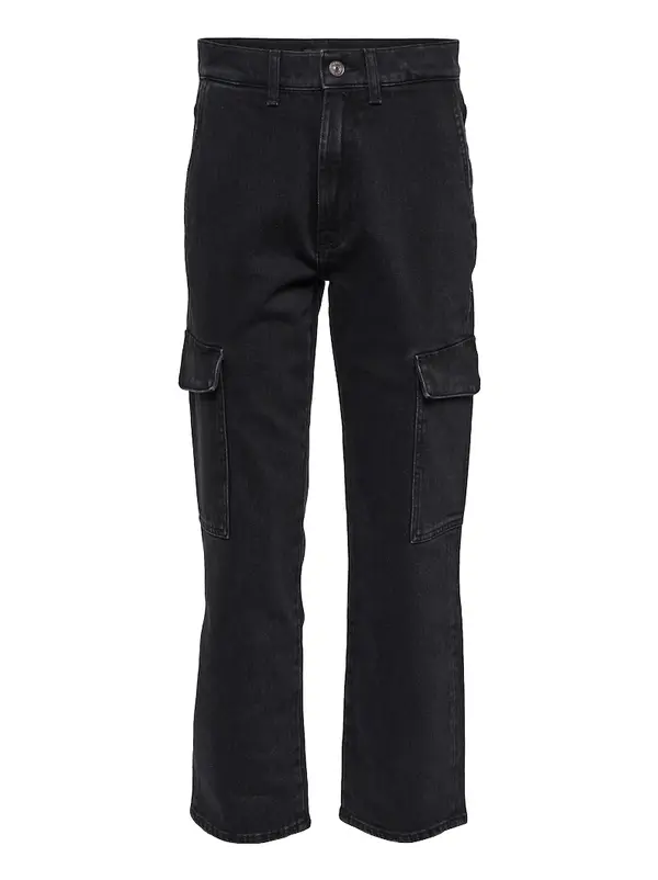 7 For All Mankind Logan Cargo Cropped Jeans - Black