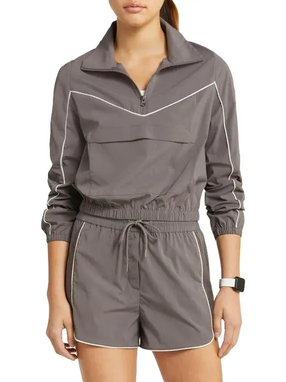 Zella Half Zip Cropped Windbreaker Jacket - Grey Kitten