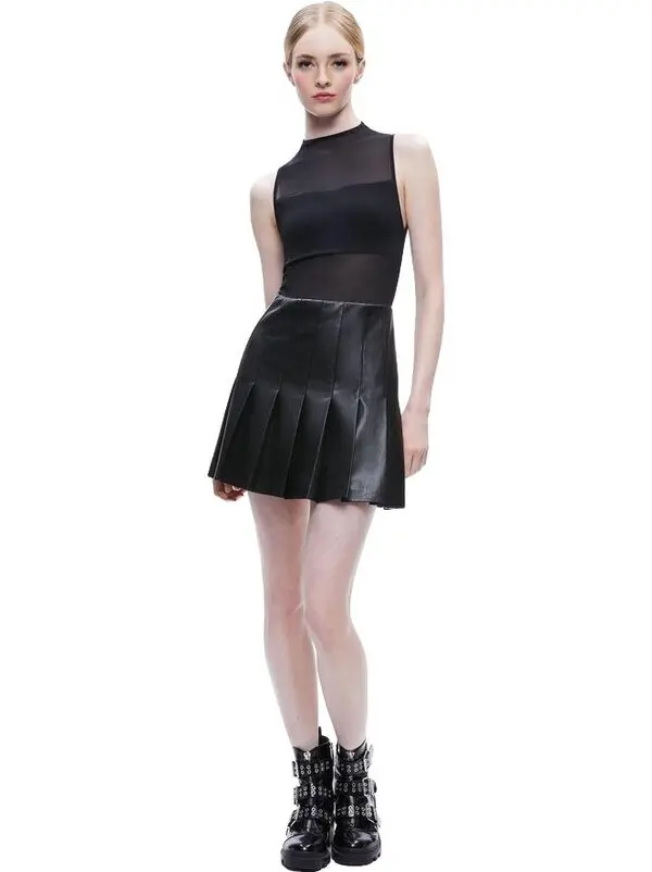 Alice + Olivia Chara Vegan Mini Dress - Black