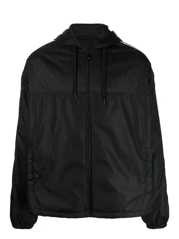 Versace Jacquard-logo Hooded Jacket - Black