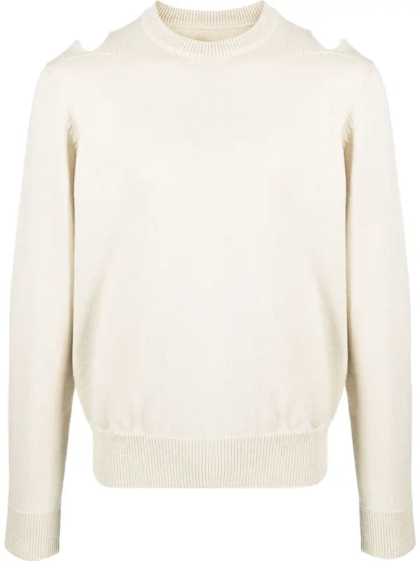 JIL SANDER Cut-out Wool Jumper - Neutrals