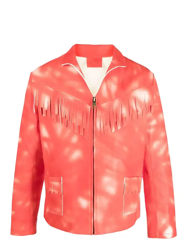 ERL Tie-dye Print Leather Jacket - Red
