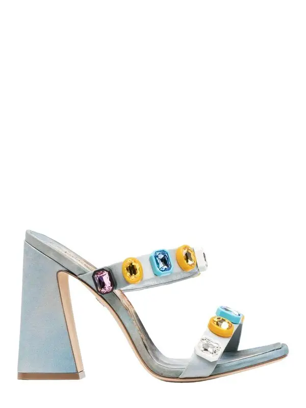 Roberto Cavalli Crystal-embellished Graphic-print Sandals - Blue