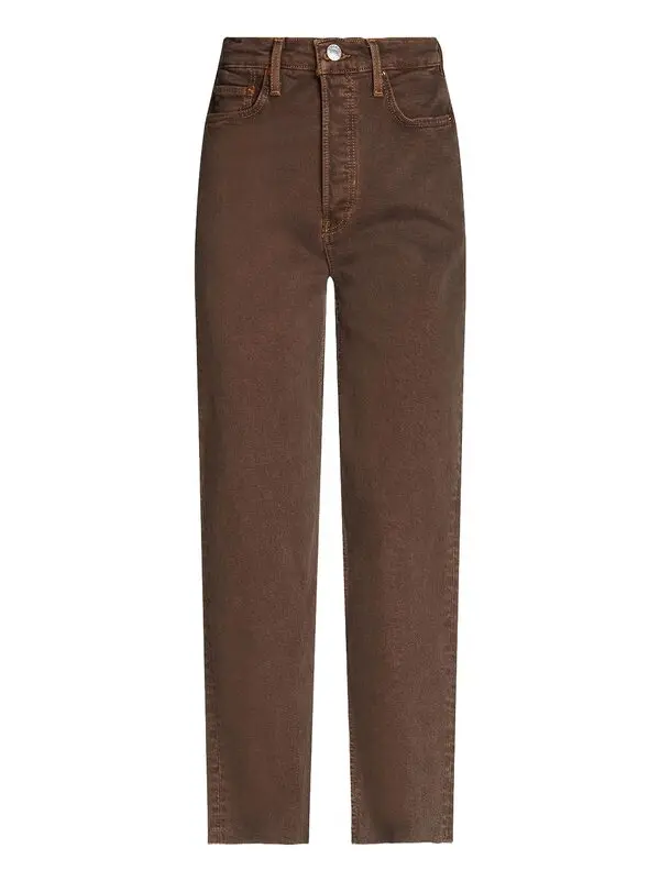 RE/DONE 70s Cropped High-rise Straight-leg Jeans - Chocolate