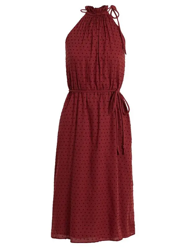 Joie Striped Fil Coupé Cotton-jacquard Dress - Brick