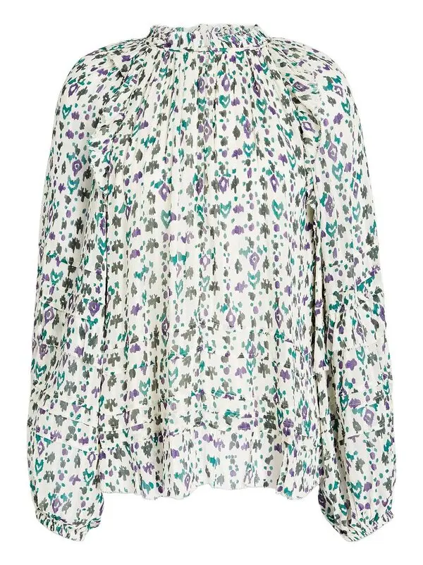MARANT ETOILE Tiered Printed Blouse - Green