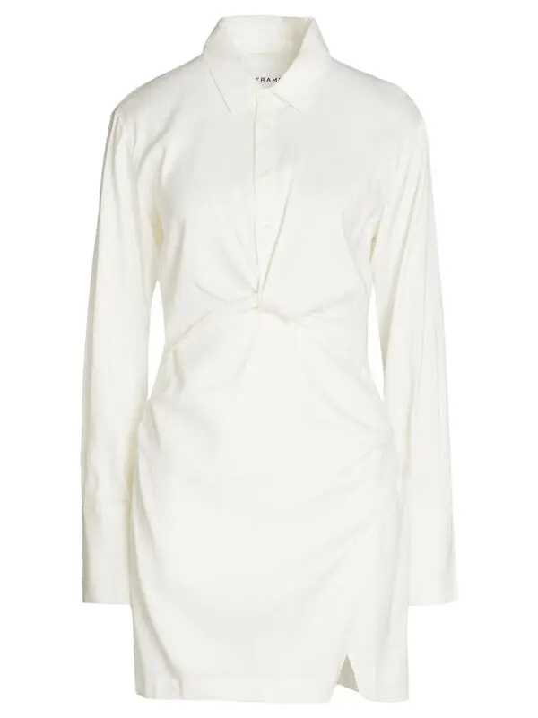 FRAME Twist-front Twill Mini Shirt Dress - Off-white