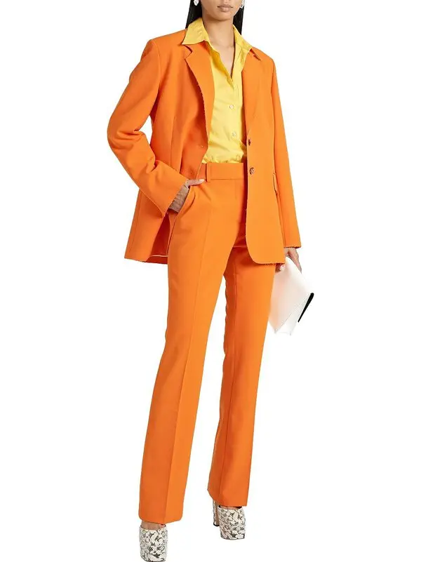 FRAME Twill Blazer With Frayed Trims - Orange