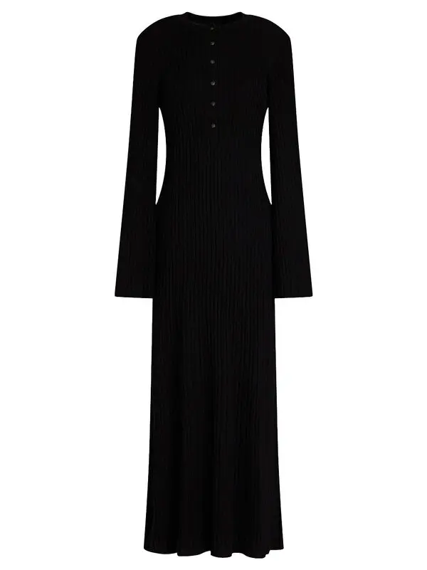 Loulou De Saison Elia Ribbed Wool And Cashmere-blend Maxi Dress - Black