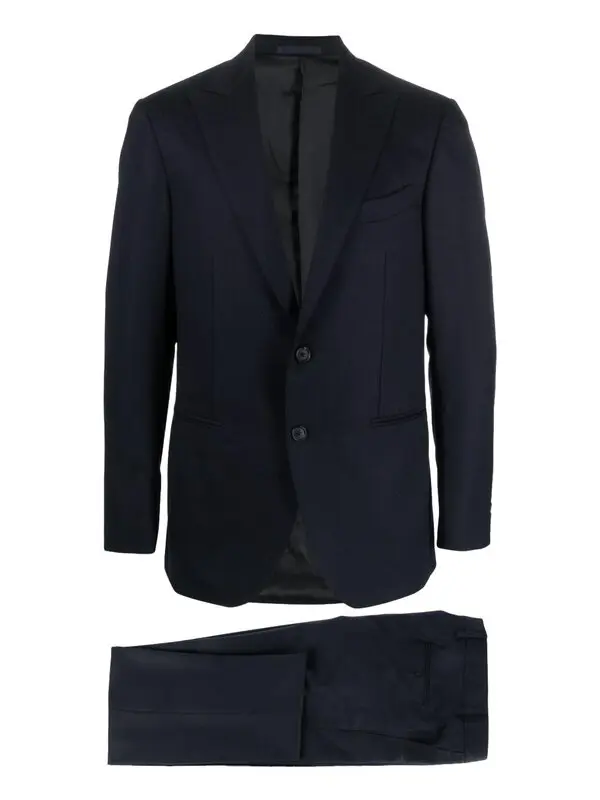 Caruso Single-breasted Wool Suit - Blue