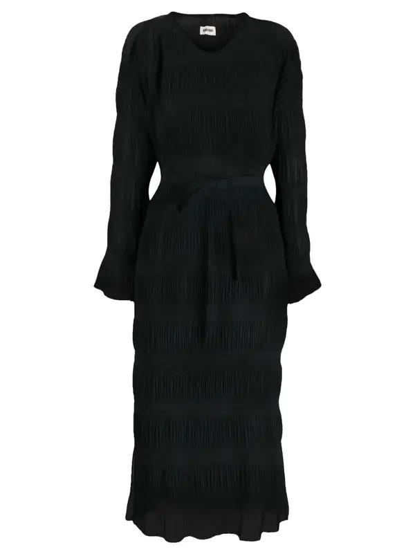 Henrik Vibskov Plissé-effect Tied-waist Midi Dress - Black