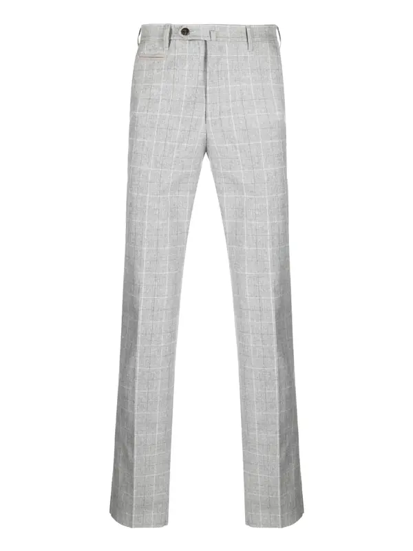 Corneliani Grid-pattern Straight-leg Trousers - Grey