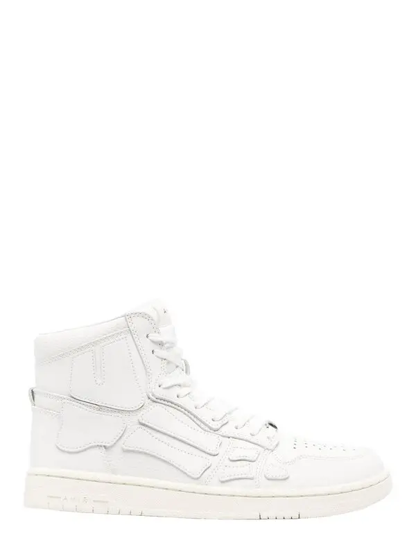 Amiri Skel Appliqué Leather High-top Sneakers - White