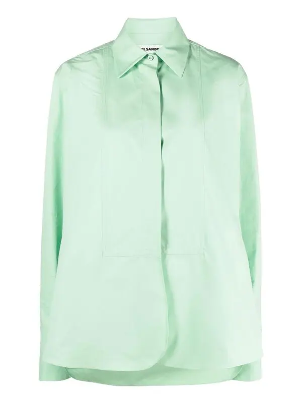 JIL SANDER Long-sleeved Cotton Shirt - Green