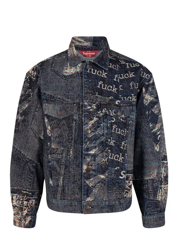 Supreme Archive Denim Jacquard Trucker Jacket - Blue
