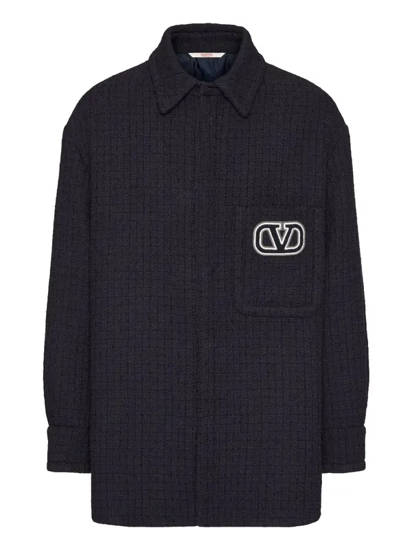 Valentino Garavani Vlogo Signature Tweed Shirt Jacket - Black