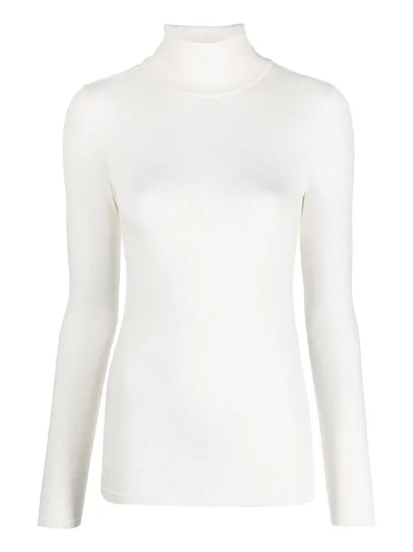 Polo Ralph Lauren Stretch Ribbed Turtleneck Top - White