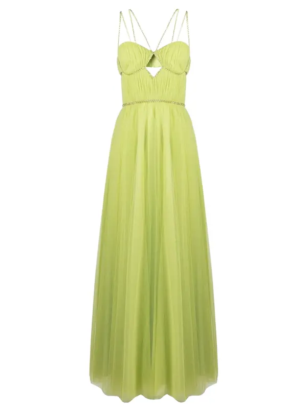 RAYANE BACHA Winnie Bead-trim Maxi Dress - Green