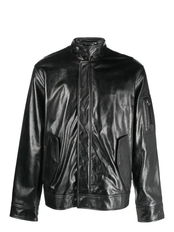 Helmut Lang Zip-up Leather Jacket - Black