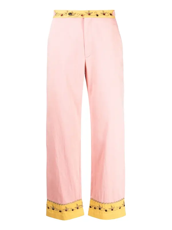 BODE Crystal-embellished Cropped Trousers - Pink