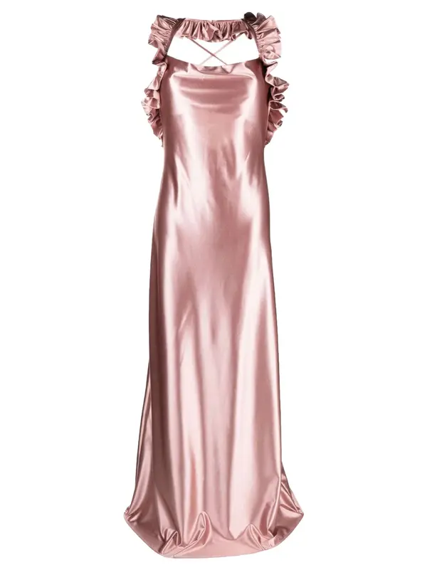 RAYANE BACHA Iris Satin Maxi Dress - Pink